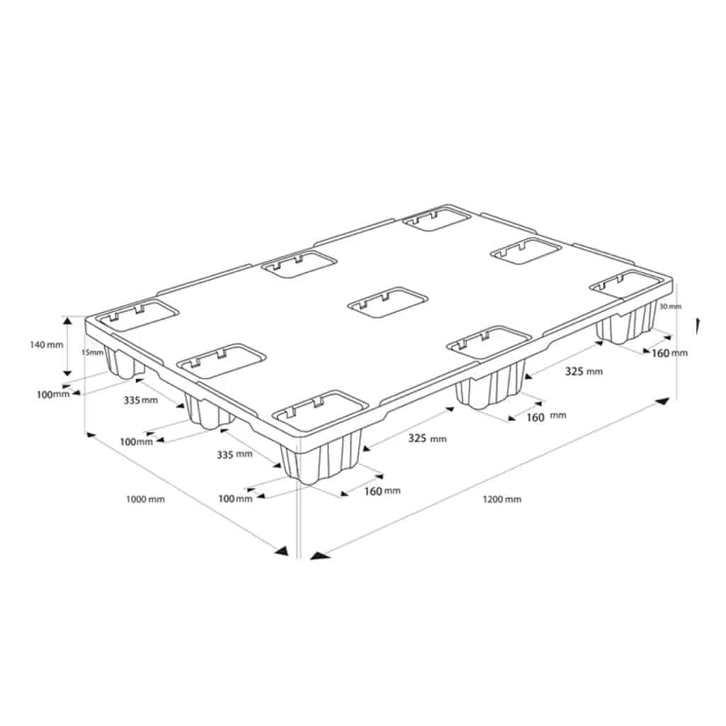 1200x1000mm Closed Deck Nestable Plastic Pallet | Maxpack